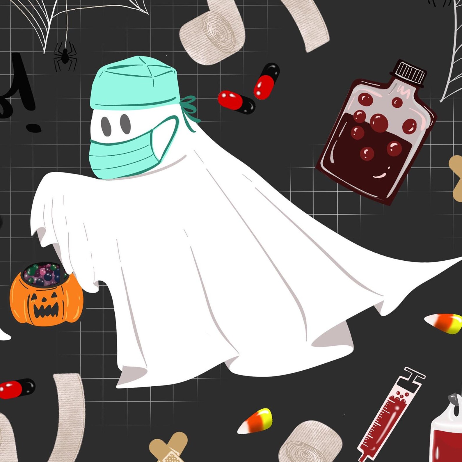 Boo Doctor Ghosts Seamless Pattern PNG | JPEG Files Spooky Retro ...