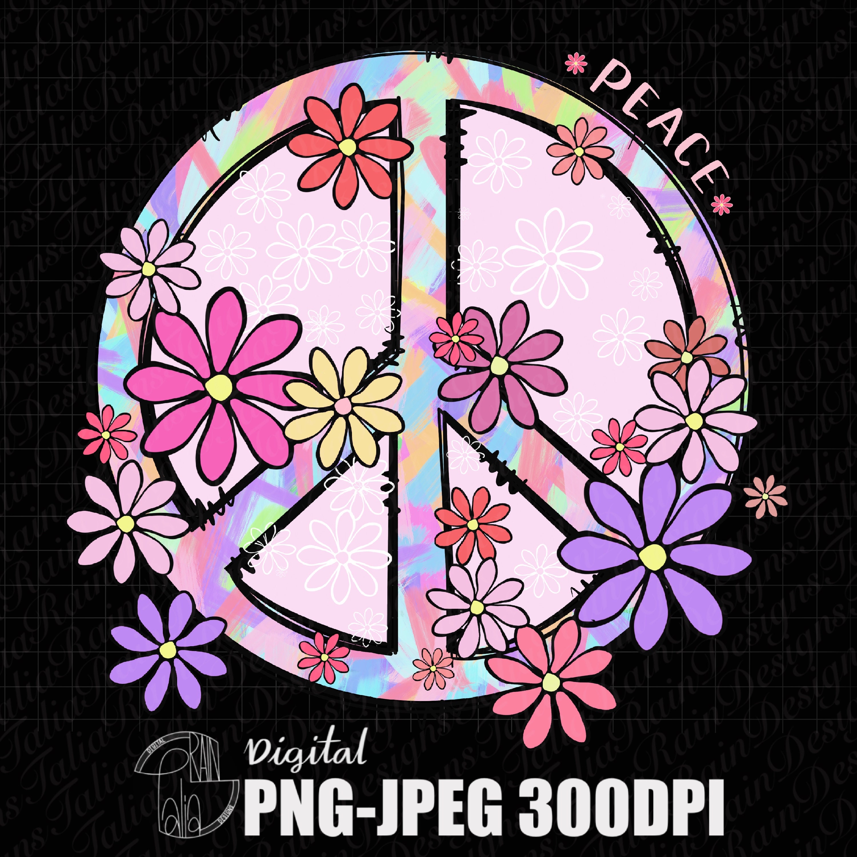 Retro Peace Sign Sublimations PNG JPEG Digital Download Retro Peace ...