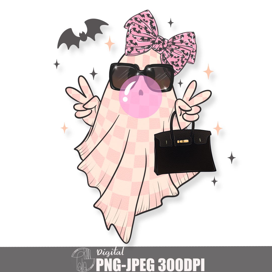 Cute Ghost Blowing Bubble Clipart PNG Cute Girly Ghost Sheet, Coquette ...