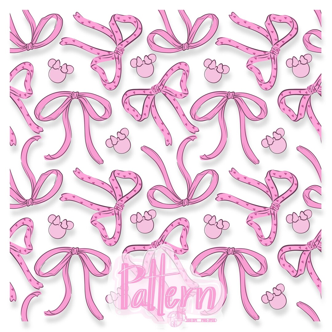 Coquette Pink Bow Seamless Pattern PNGJPEG Bow Png Sublimation, Ribbon ...