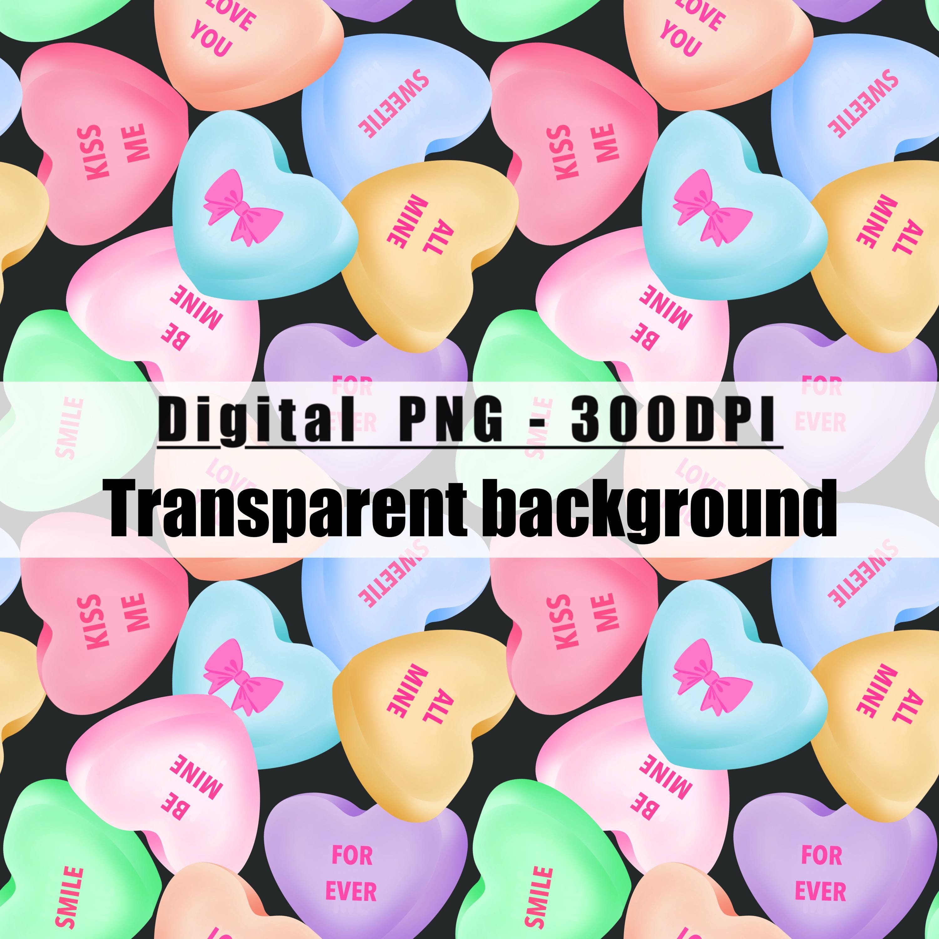 Conversation Candy Hearts Seamless Pattern PNG | JPEG Digital Download ...
