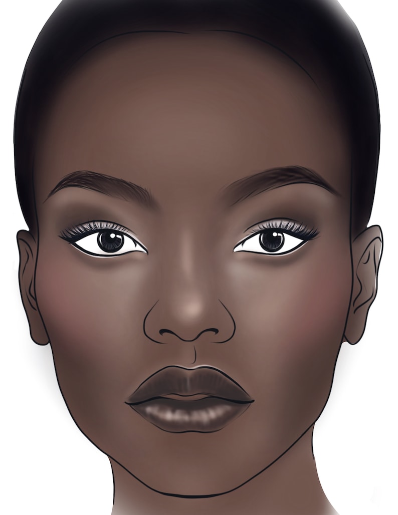 Makeup Artist Face Chart Template: Practice Face Sheet (PNG/JPEG/PDF ...
