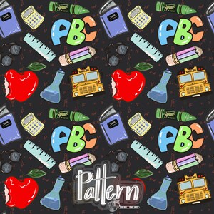 Hand Drawn Back to School Seamless Pattern - Cute Digital Paper PNG ...