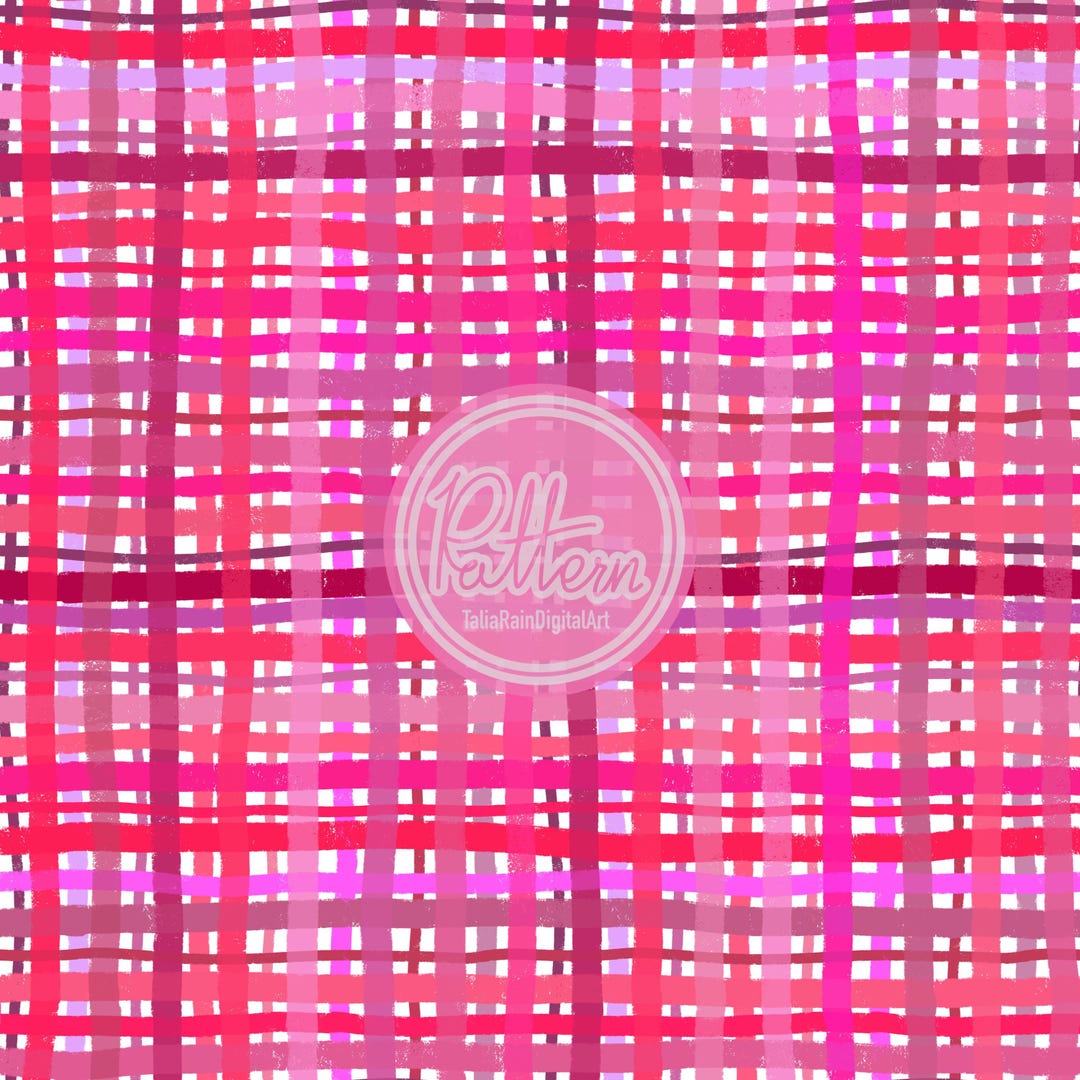 Pink Plaid Seamless Pattern | PNG | Valentine Digital Paper | Hand ...