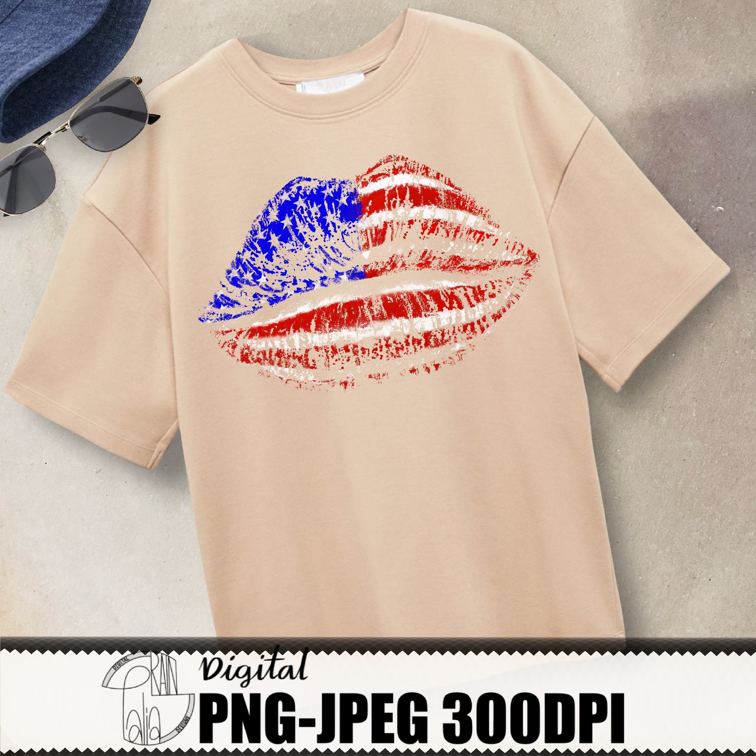 American Flag Kiss Sublimation PNGJPEG Digital, American Lips, Freedom ...
