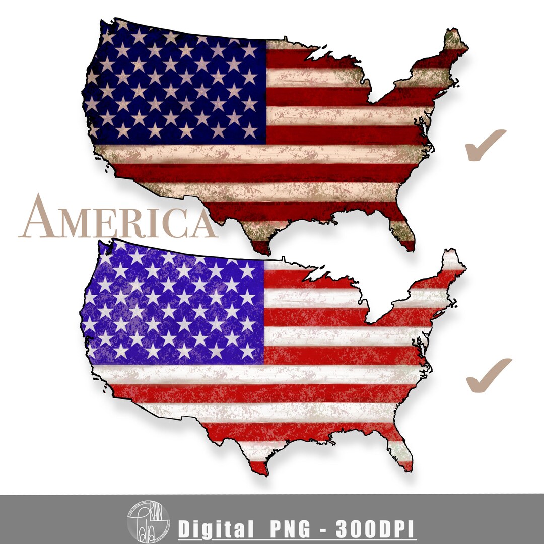 Rustic America Flag Map PNG: Patriotic Sublimation Design (digital ...