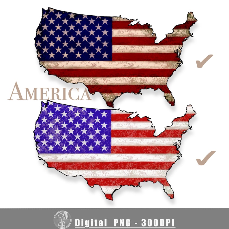Rustic America Flag Map PNG: Patriotic Sublimation Design (digital ...