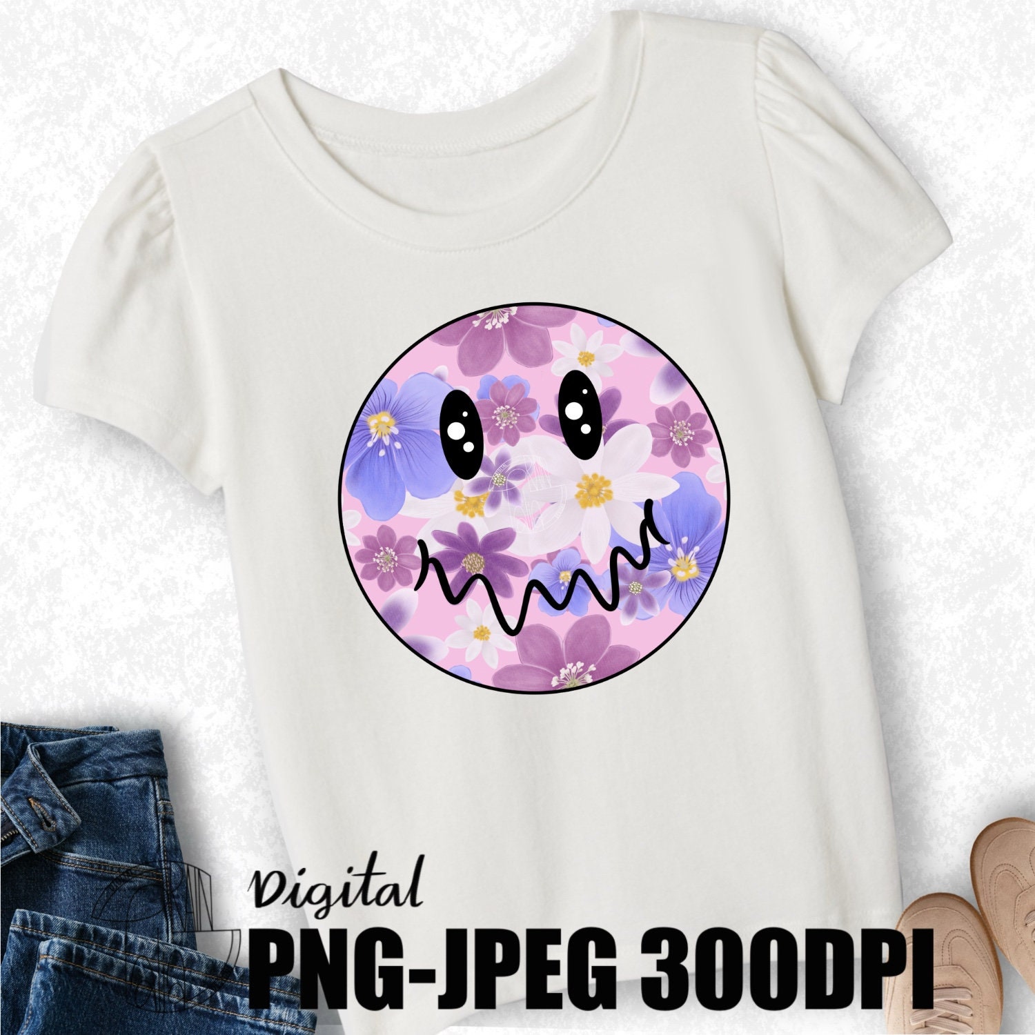 Smiley Spring Flowers Sublimations PNGJPEG Spring Flowers Transparent ...