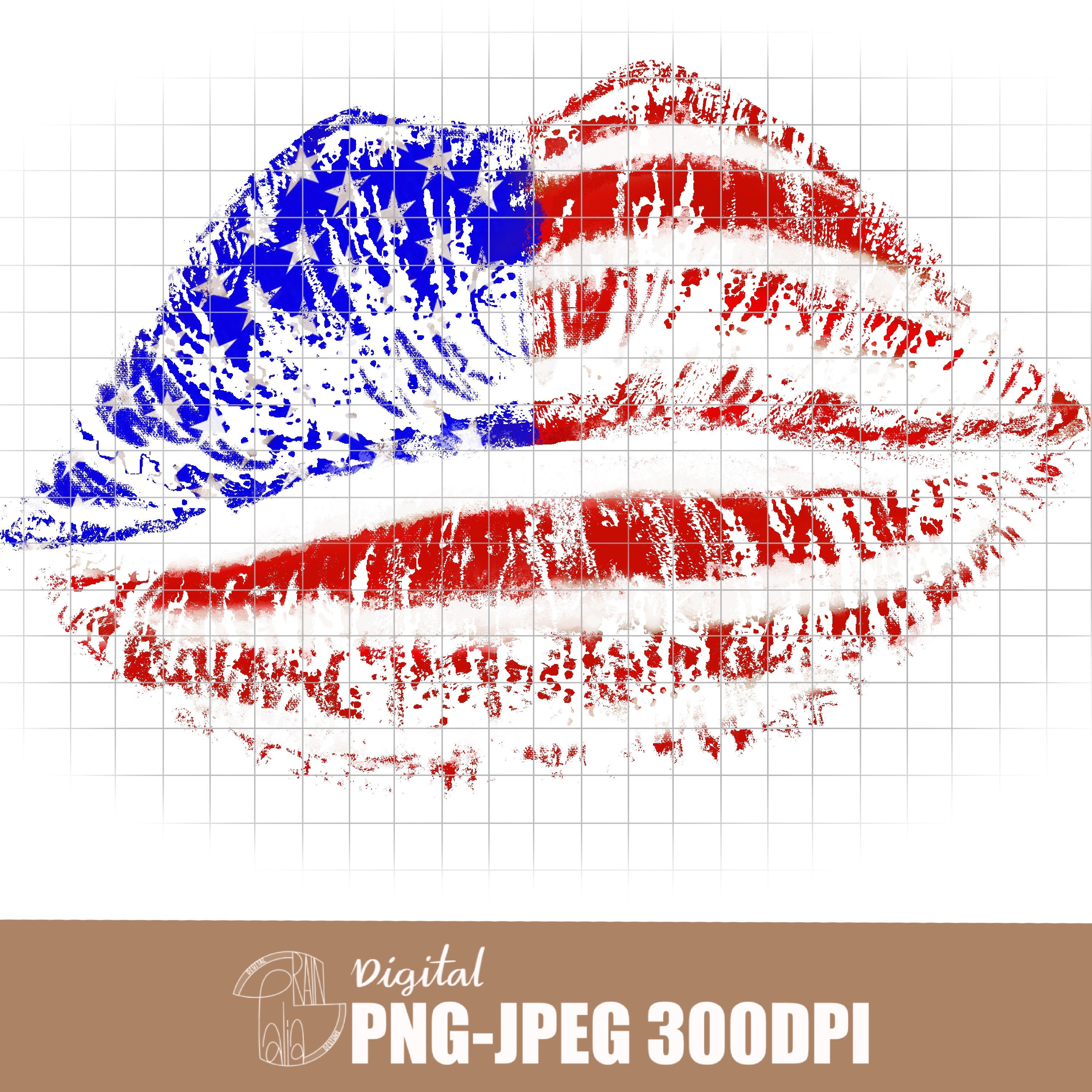 American Flag Kiss Sublimation PNGJPEG Digital, American Lips, Freedom ...