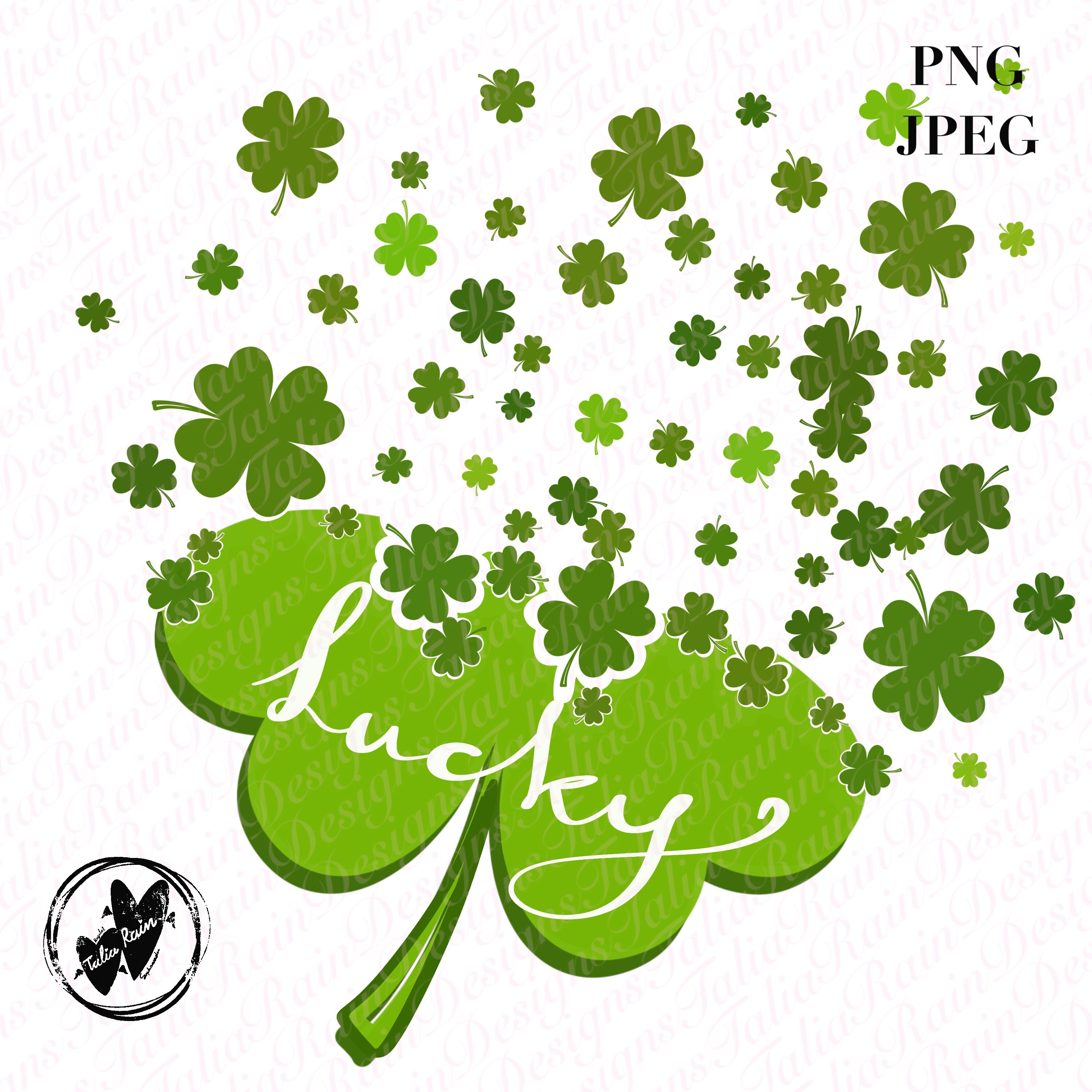 Lucky 4 Leaf Clover Sublimation Pngjpeg Lucky Leafvintage Doodle Lucky Day Hand Drawn Digital