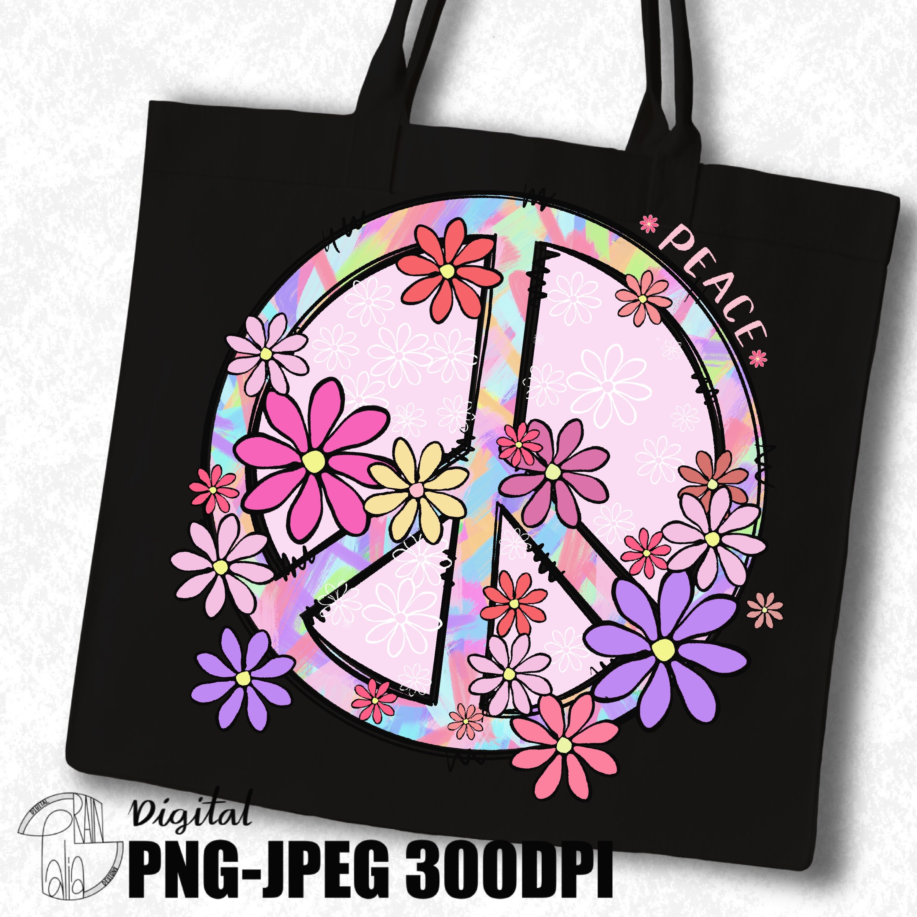 Retro Peace Sign Sublimations PNG JPEG Digital Download Retro Peace ...