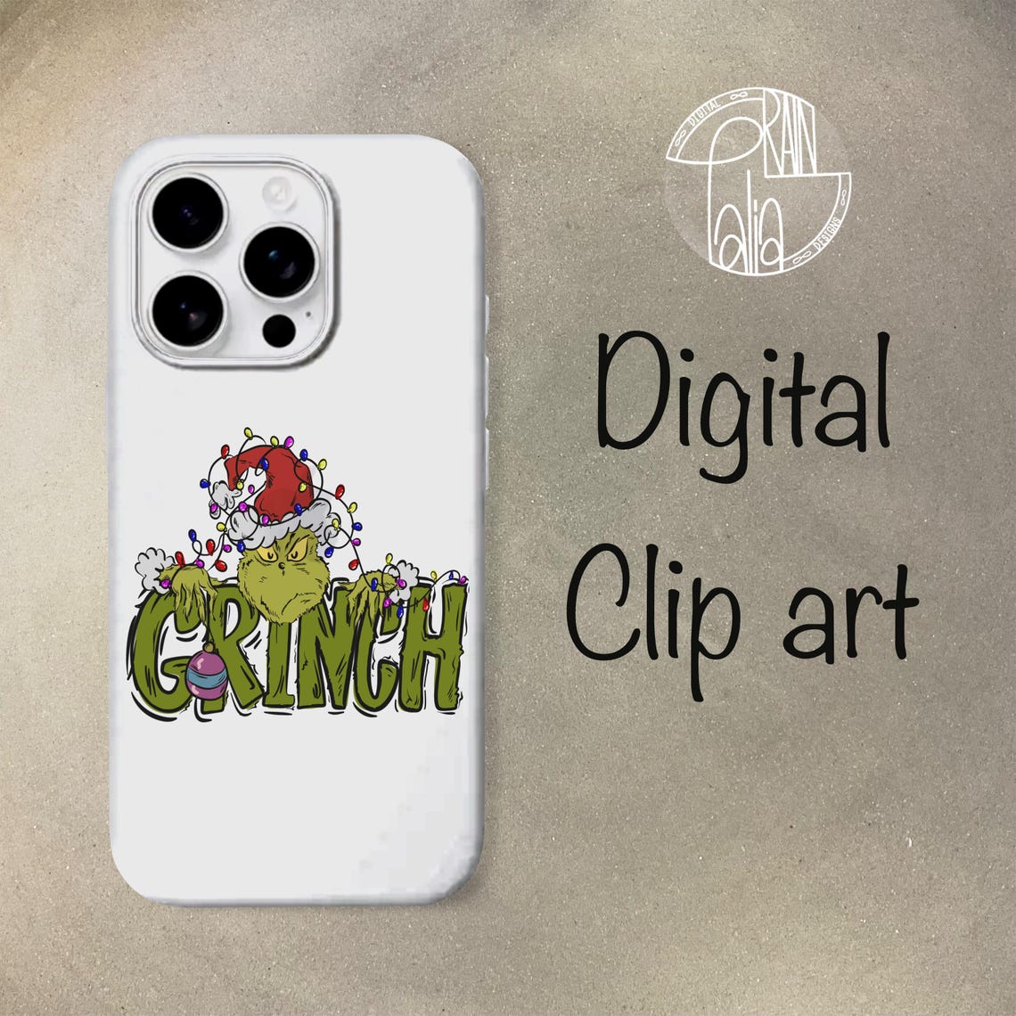 Retro Grinch Christmas Clipart: Holiday Lights, Ornament (PNG, JPEG ...
