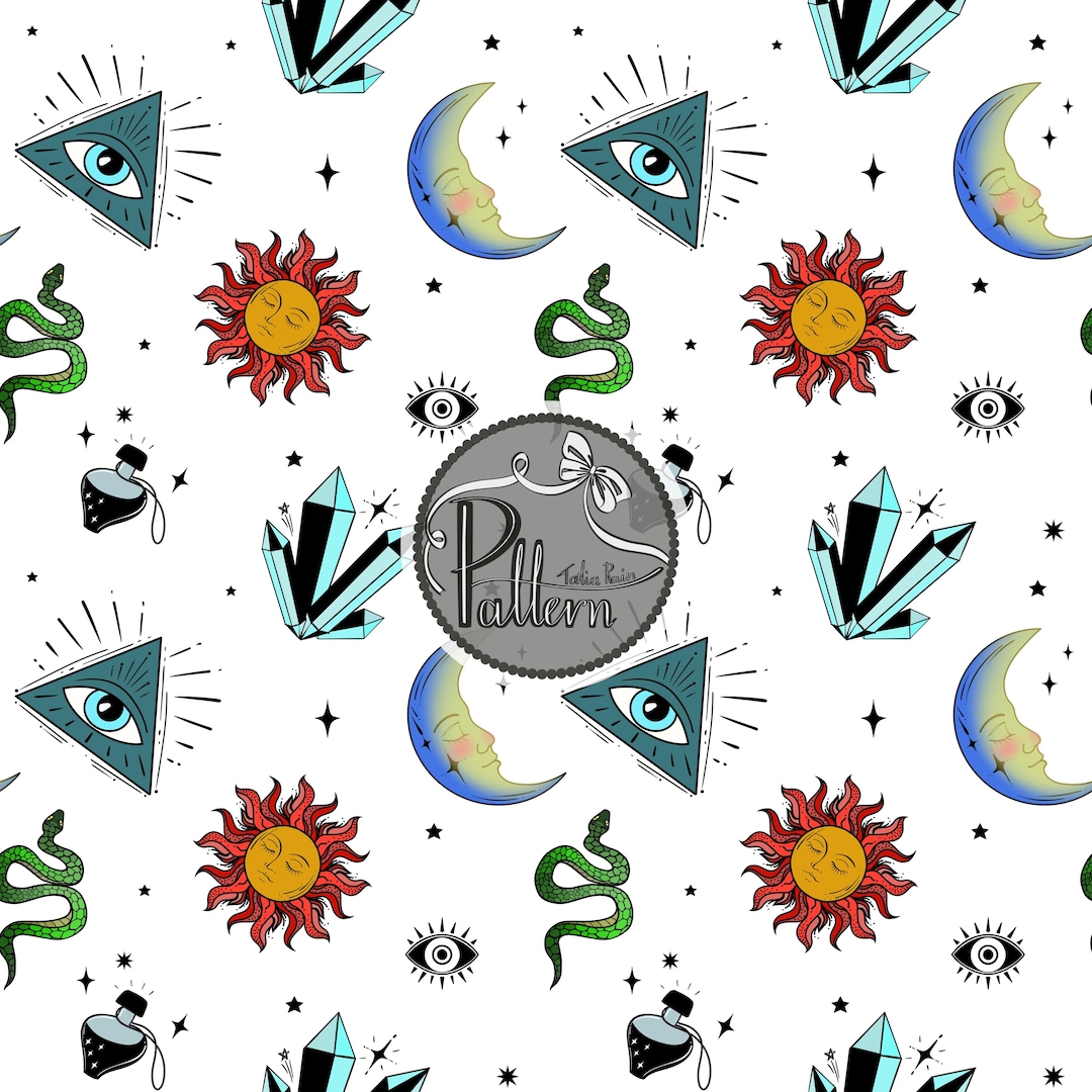 Magical Mystical Seamless Pattern PNG | JPEG Seamless Design for ...