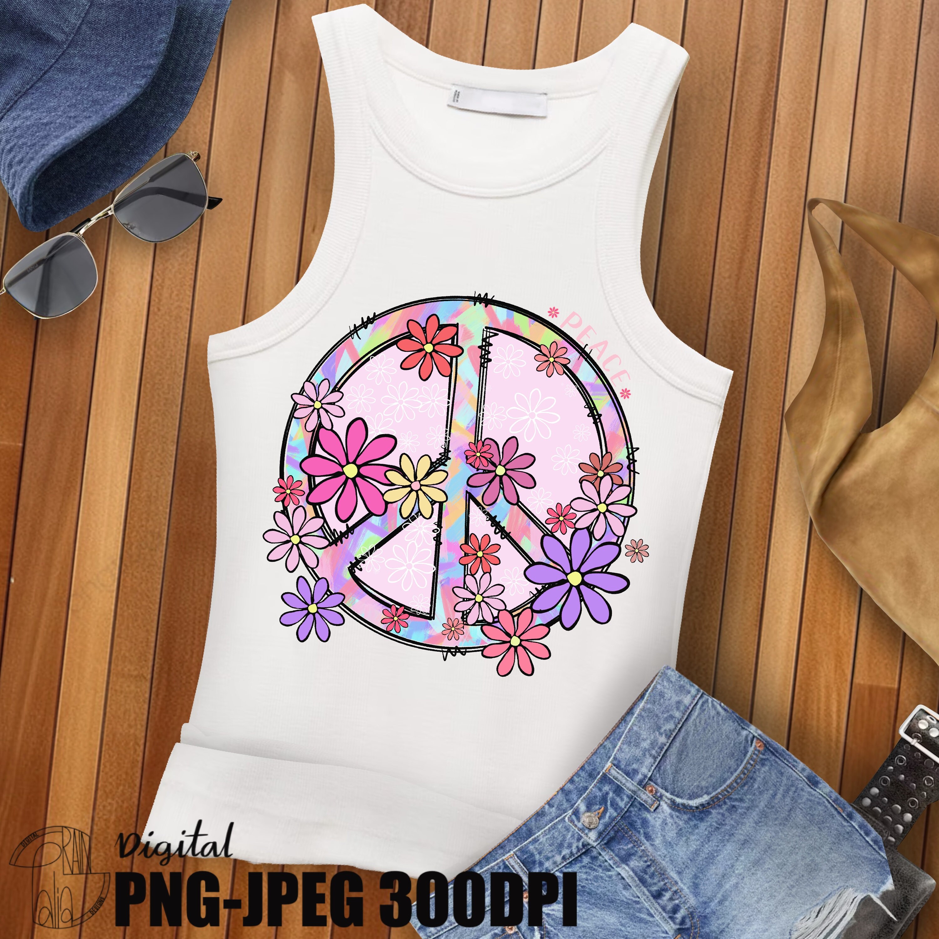 Retro Peace Sign Sublimations PNG JPEG Digital Download Retro Peace ...