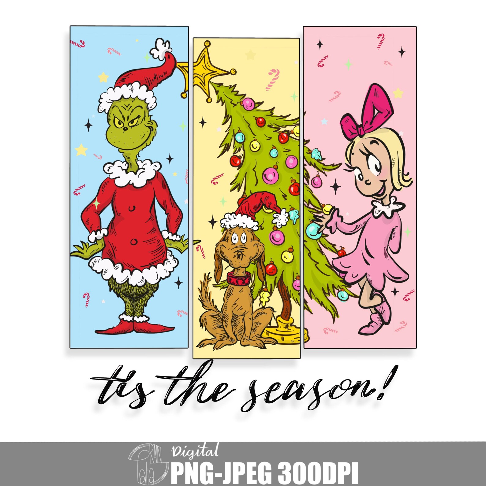 Tis the Season Grinch Sublimation PNG Digital Download Files Christmas ...