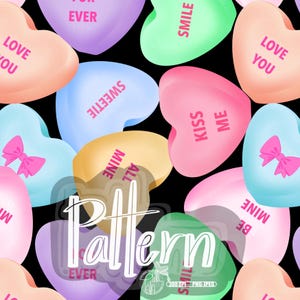 Conversation Candy Hearts Seamless Pattern PNG | JPEG Digital Download ...