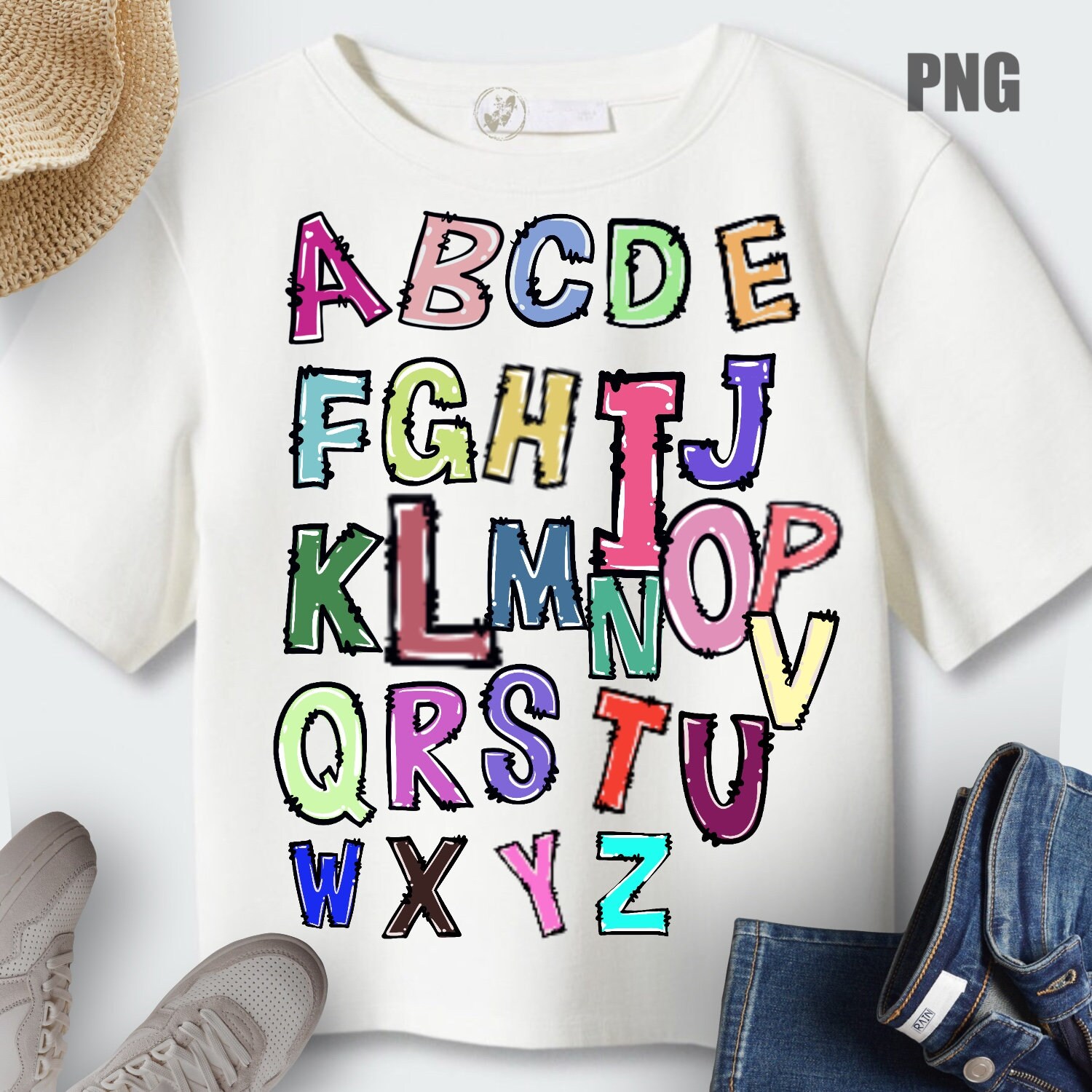 Alphabet PNG Doodles Clipart Sublimation Blight Color Alphabet Scribble ...