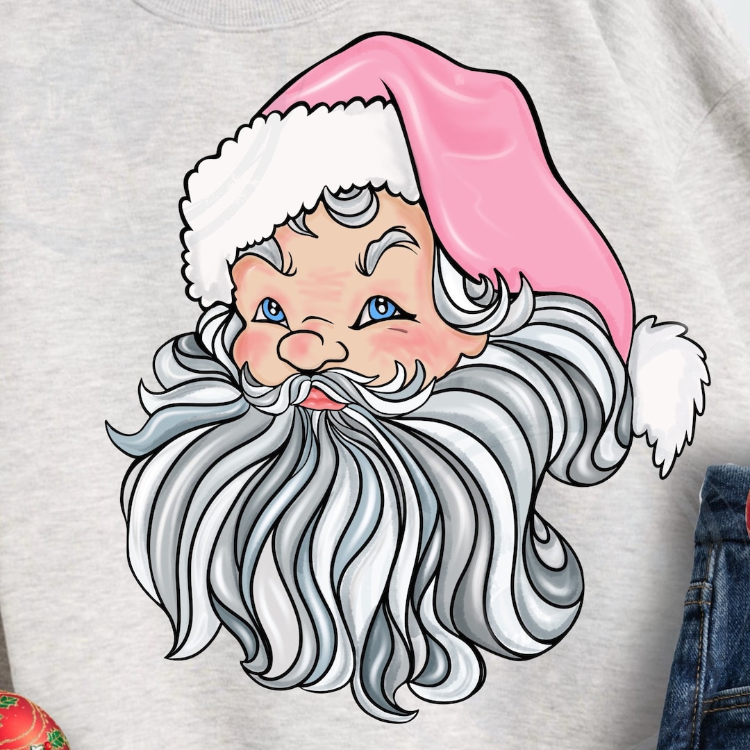 Pink Santa Pngcute Pink Santa Vintage PRINTABLE Watercolor Clipart PNG ...