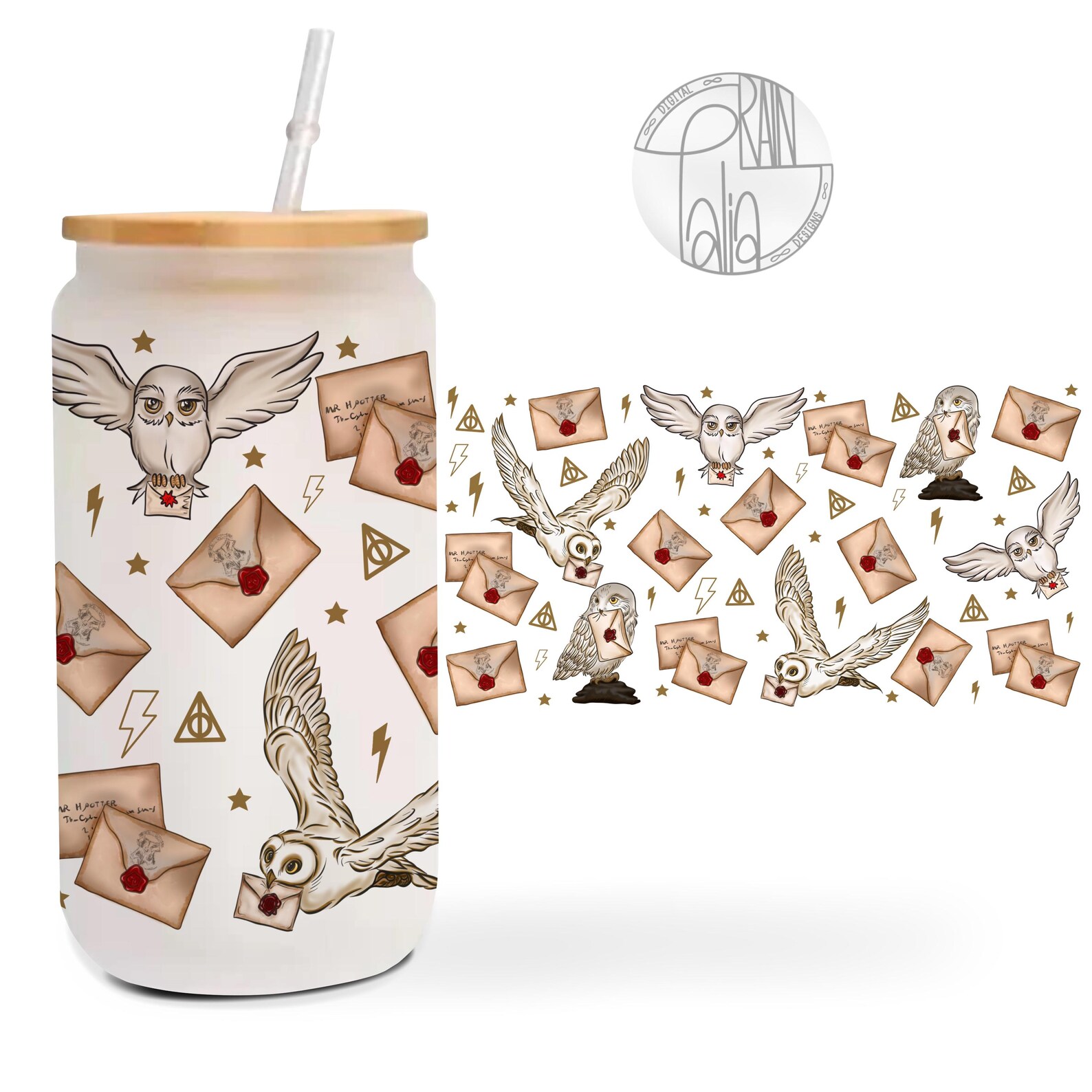Wizard Owl Potion 16 Oz Glass Can Wrap PNG (digital Download) - Etsy
