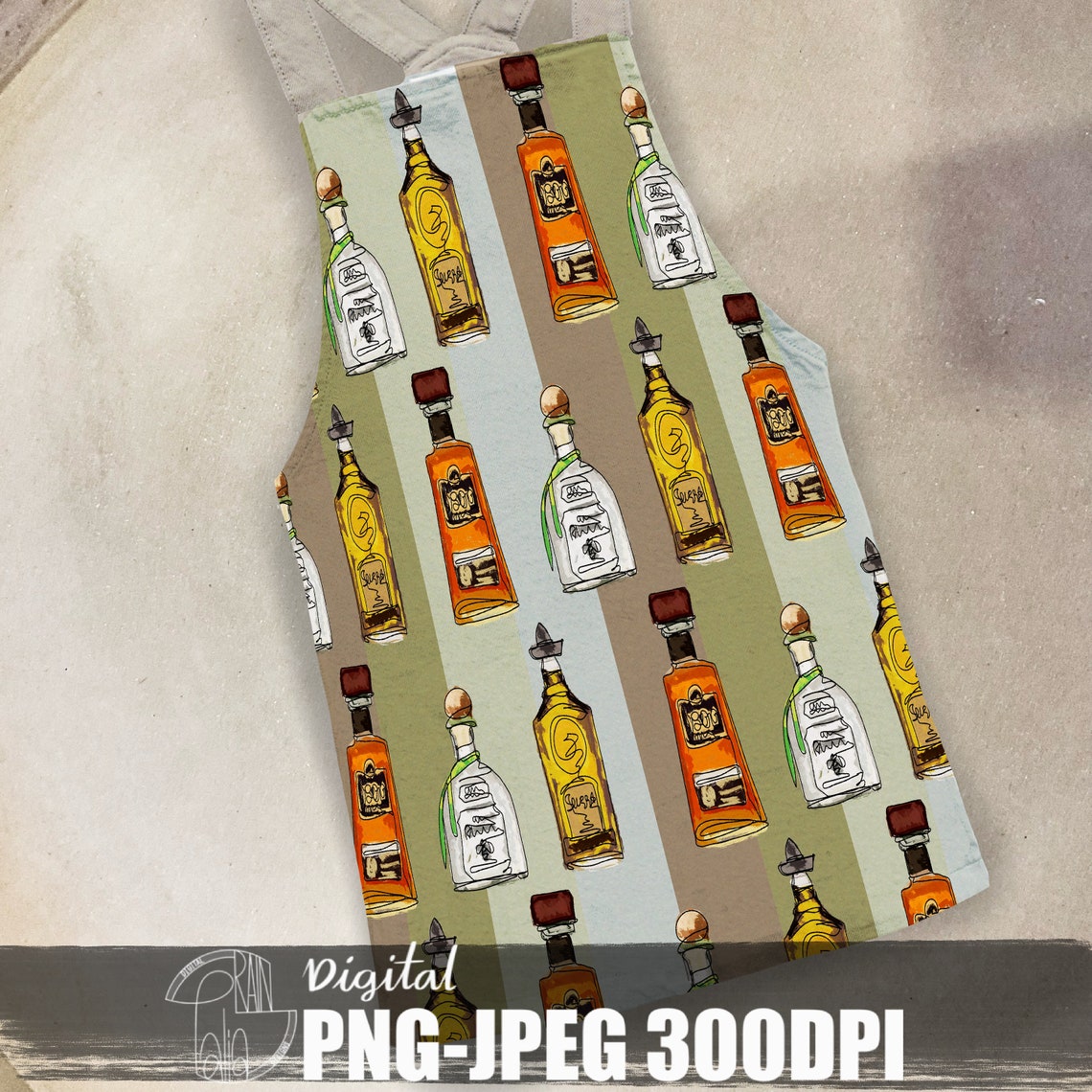Seamless Alcohol Bottle Pattern PNG JPEG Bottle of Whiskey Beverage ...