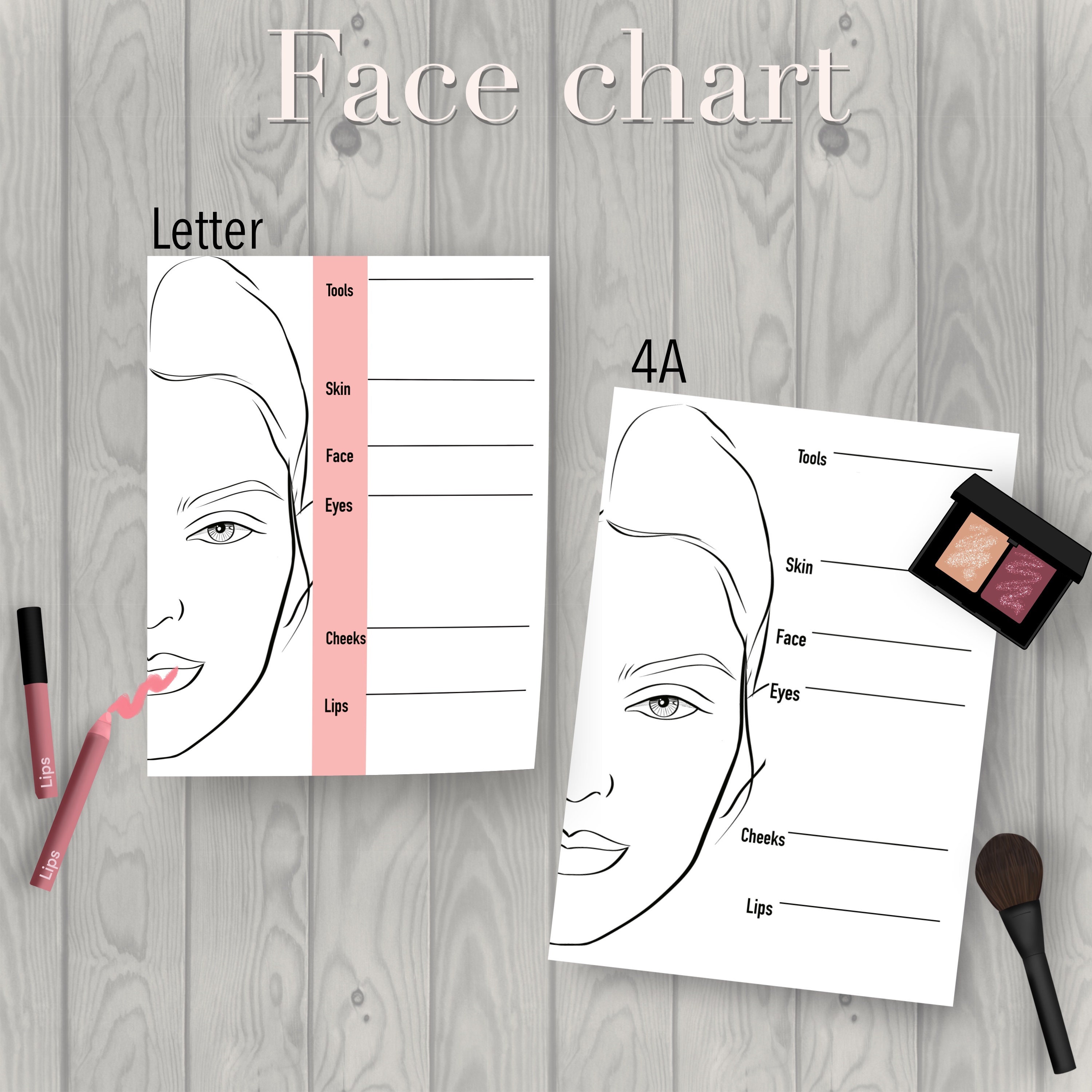 Makeup Artist Face Chart PNG/ JPEG/ PDF Face Chart for Makeup Artist ...