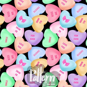Conversation Candy Hearts Seamless Pattern PNG | JPEG Digital Download ...