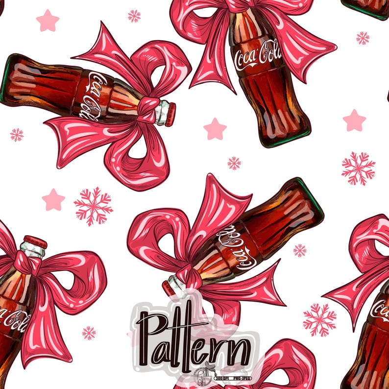 Festive Cola Bottle Seamless Pattern: Xmas Fabric Design (PNG & JPEG ...