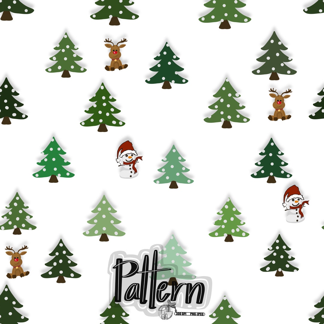 Christmas Trees Seamless Pattern Digital PNG JPEG Files Christmas Tree ...