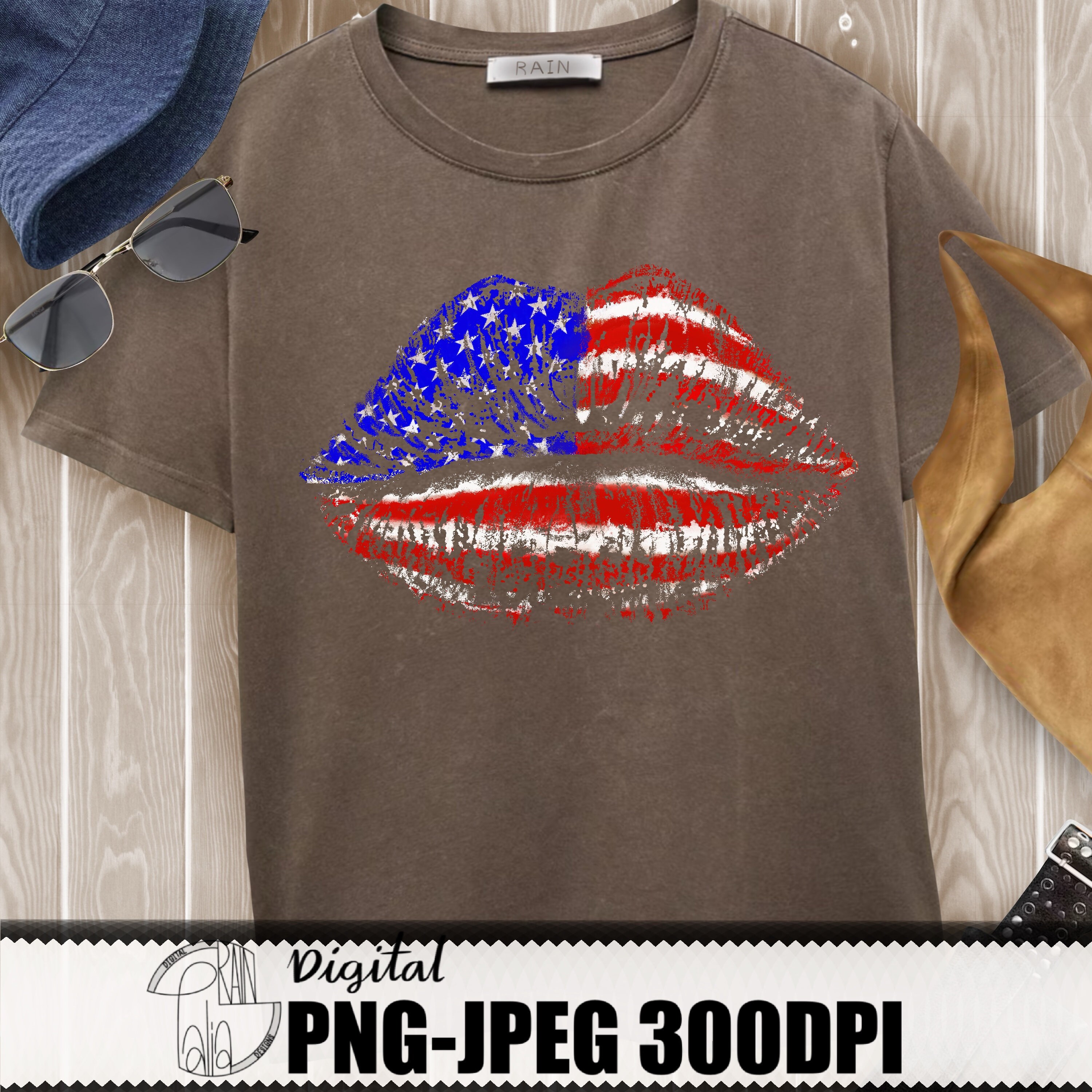 American Flag Kiss Sublimation PNGJPEG Digital, American Lips, Freedom ...
