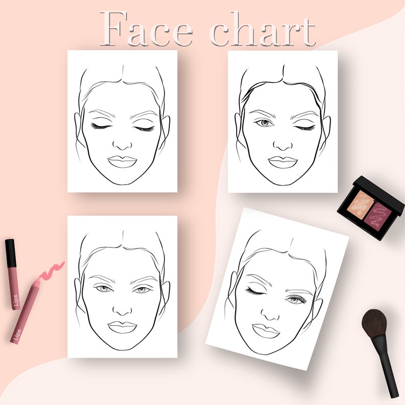 Makeup Artist Face Chart PNG/ JPEG/ PDF Face Chart for Makeup Artist ...