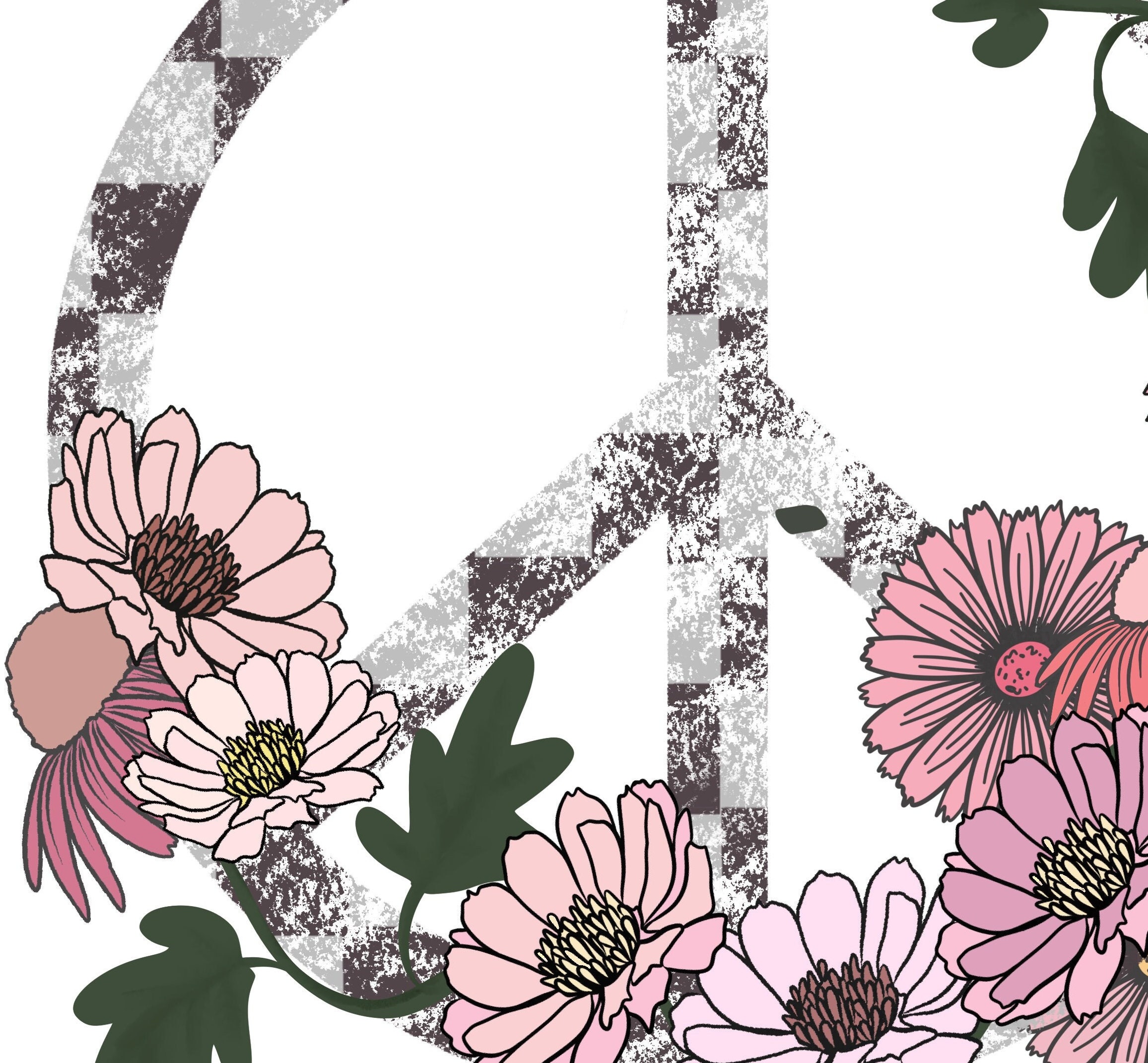 Retro Peace Sign Sublimations PNG JPEG Checker Peace Floral Digital ...