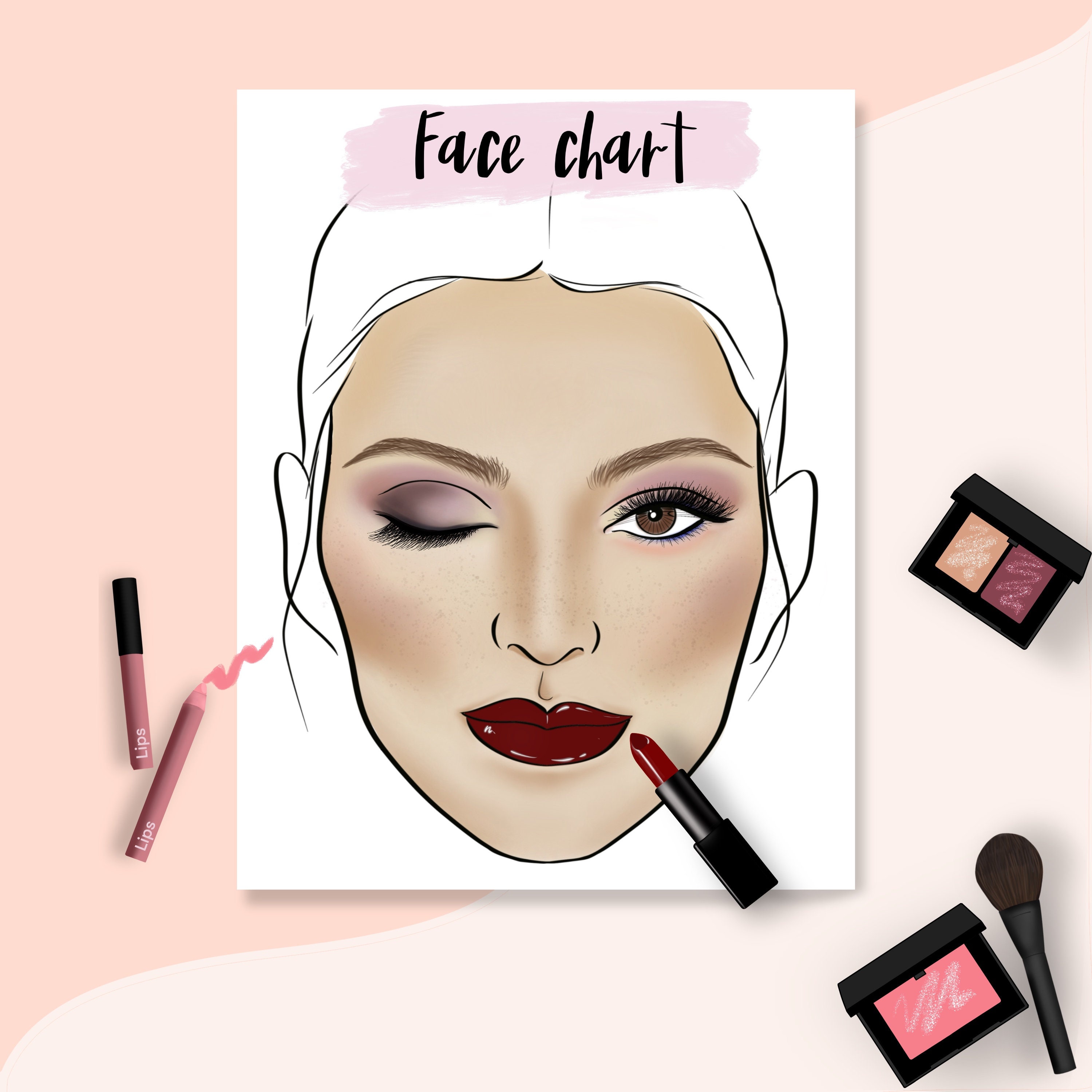 Makeup Artist Face Chart PNG/ JPEG/ PDF Face Chart for Makeup Artist ...