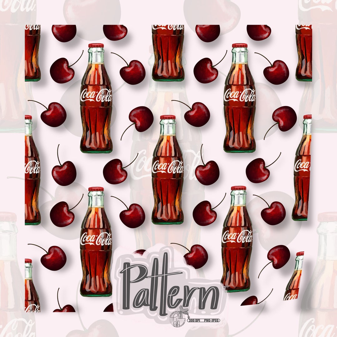 Coca Cola and Cherries Hand Drawn Seamless Design Pattern | PNG & JPEG ...