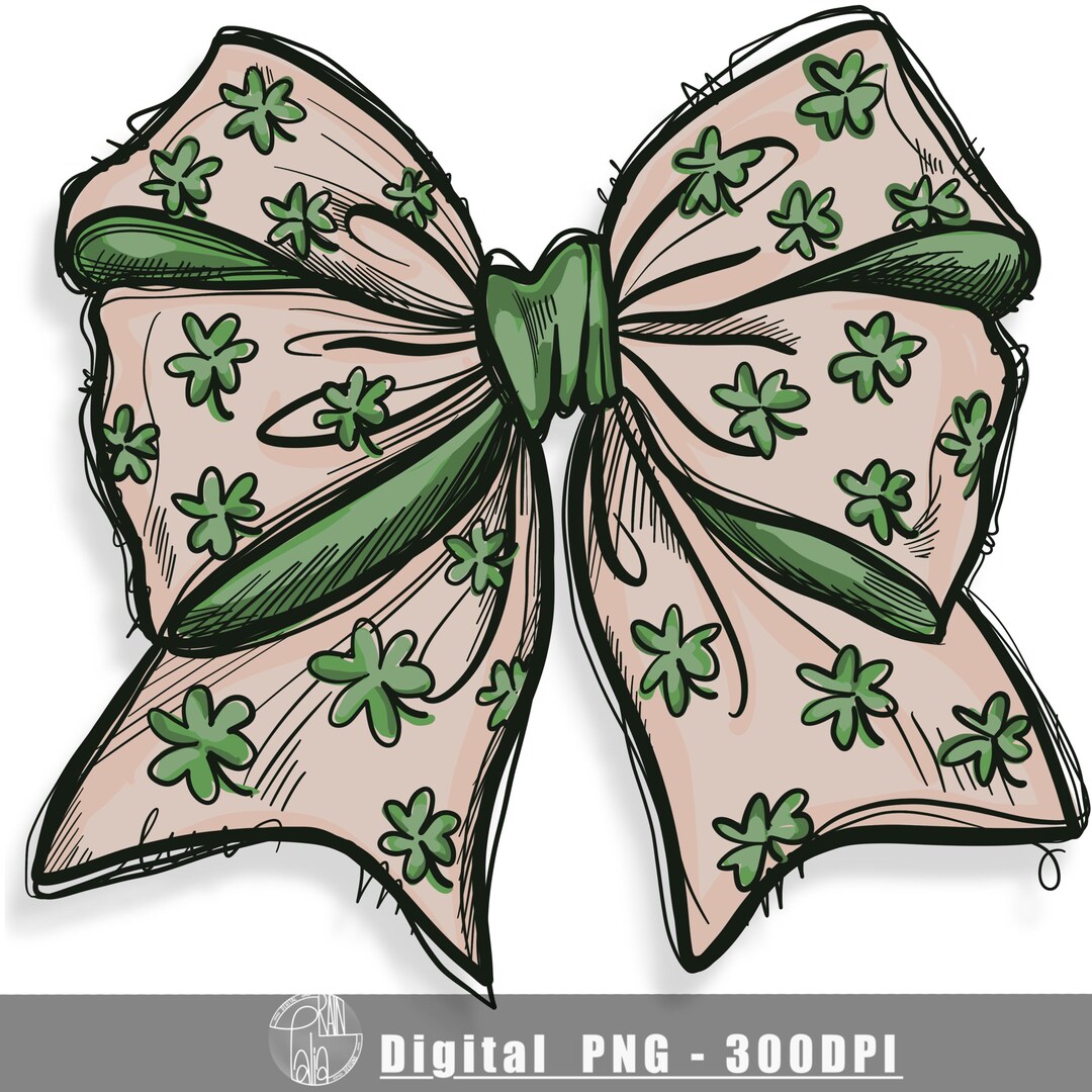 St. Patrick’s Day Bow PNG | Lucky Clover Green Ribbon Sublimation ...