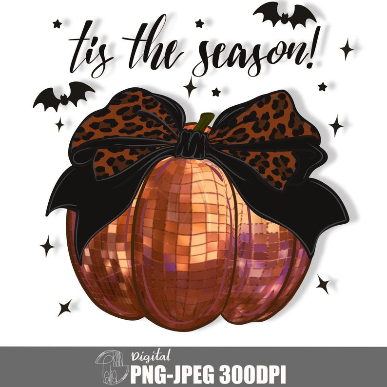 Tis The. Season Disco Pumpkin With Bow | Fall Vibes Retro Pumpkin ...