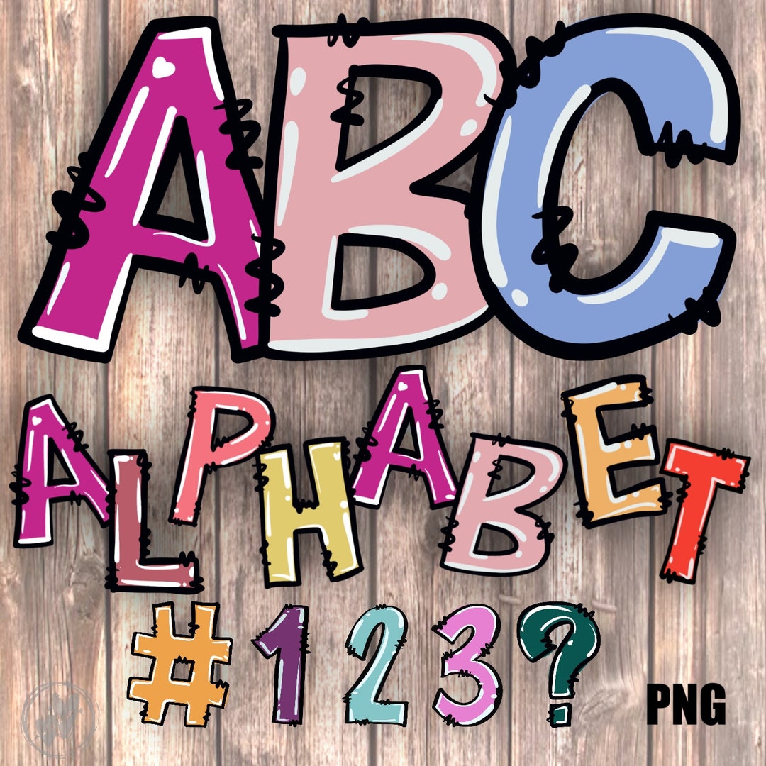 Alphabet PNG Doodles Clipart Sublimation Blight Color Alphabet Scribble ...