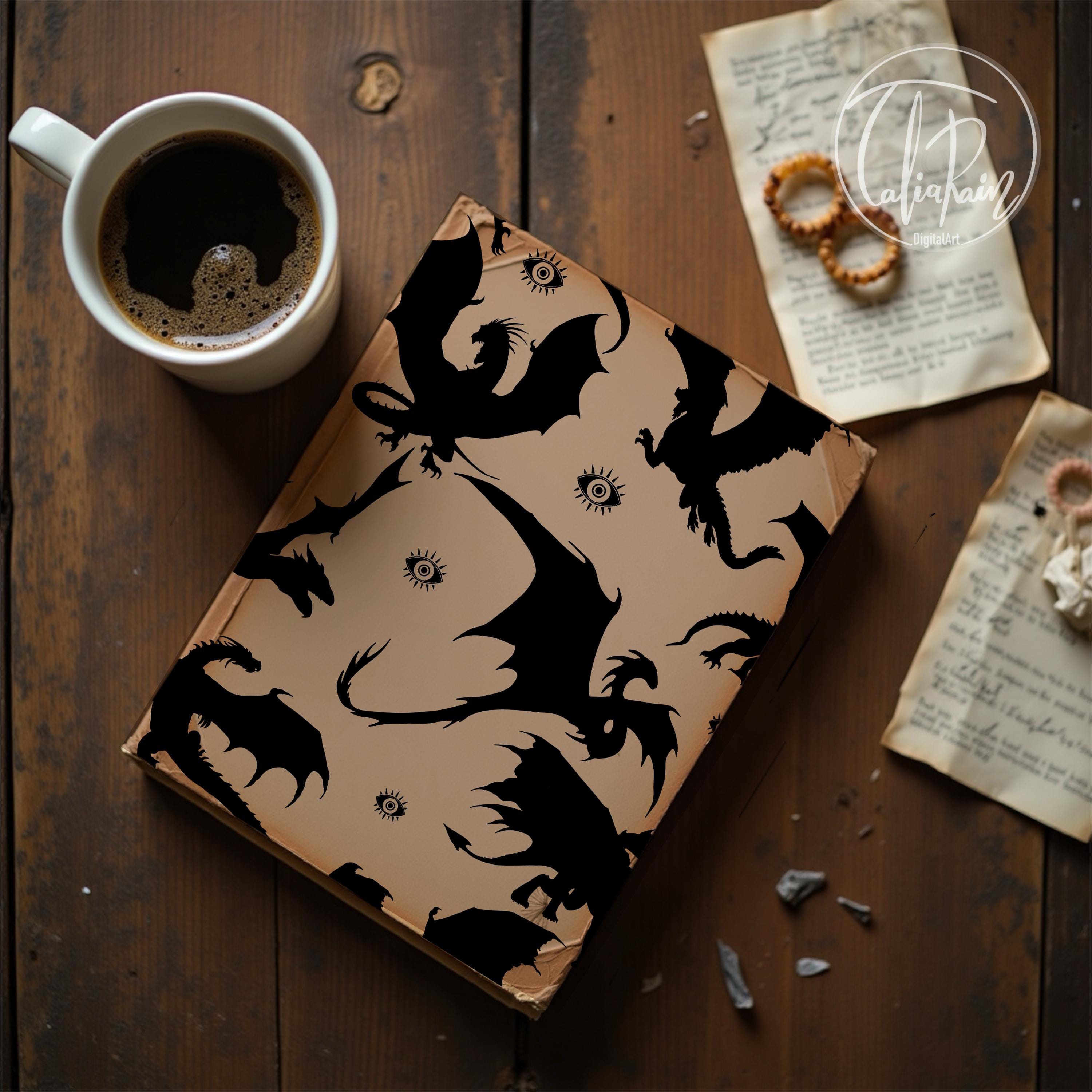 Seamless Dragon Pattern PNG | Gothic Fantasy Black Silhouette Design ...