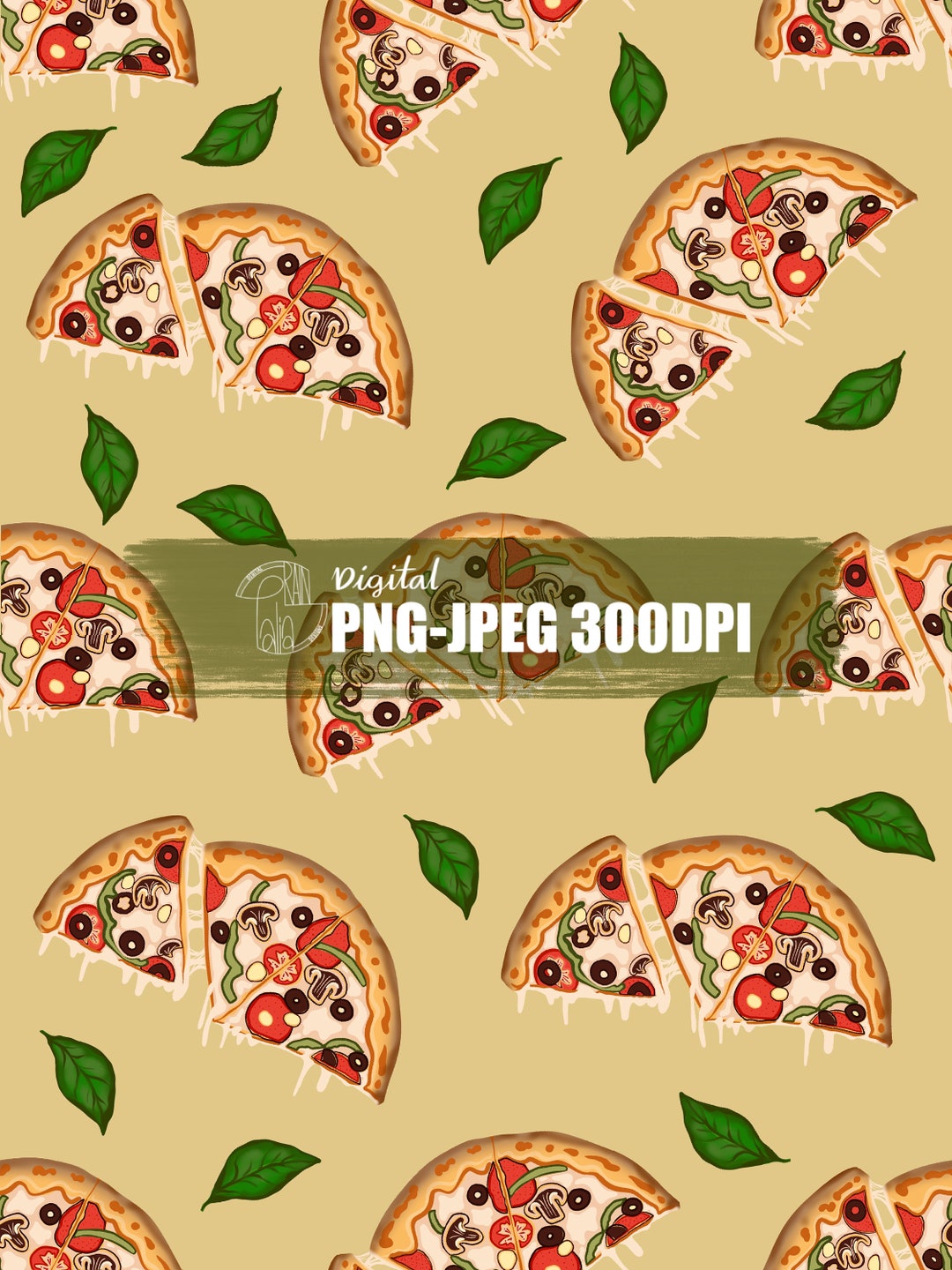 Pizza Slices Pattern Seamless Instant Download PNGJPEG Custom Fabric ...