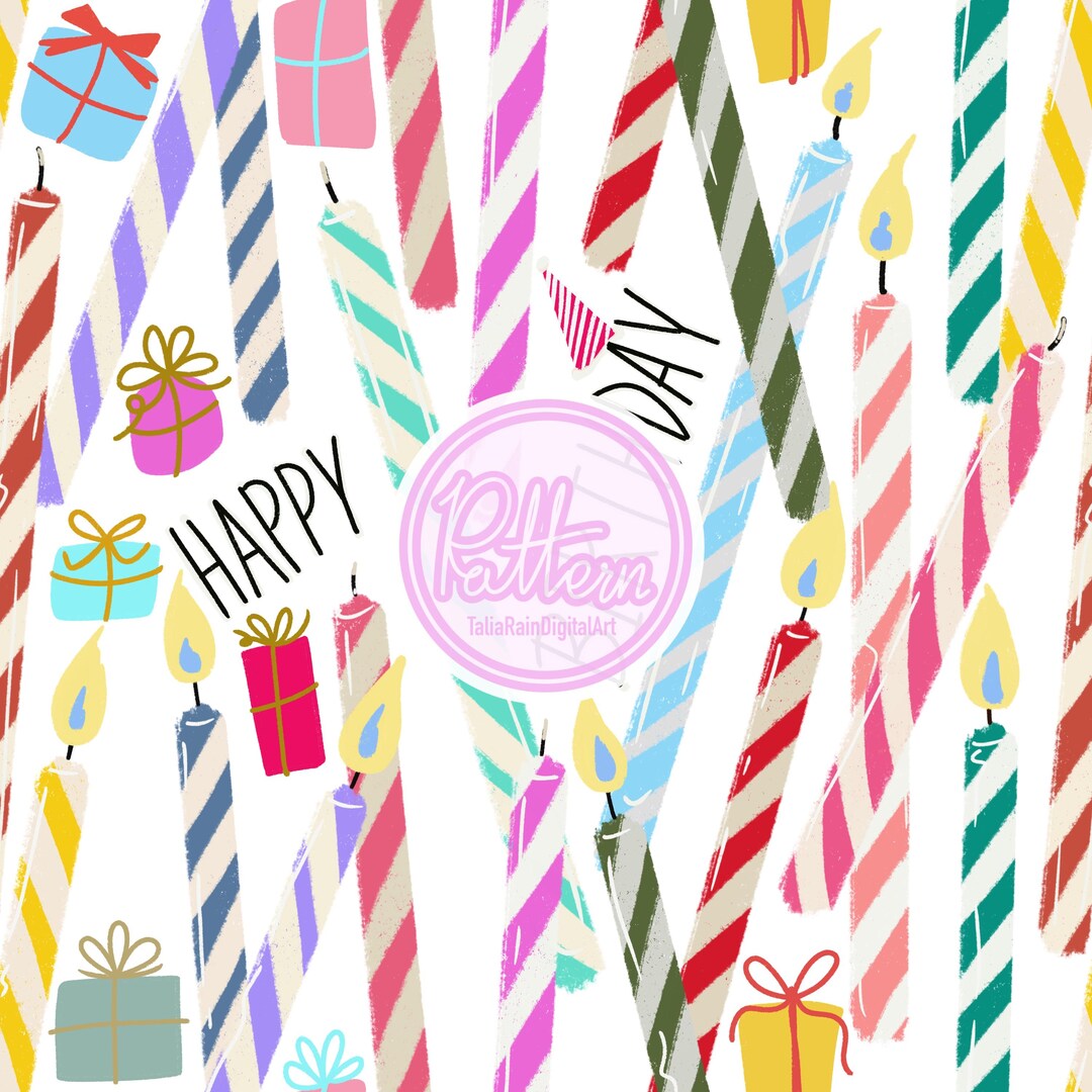 Birthday Candle Seamless Pattern | PNG | Happy Birthday Digital Paper ...