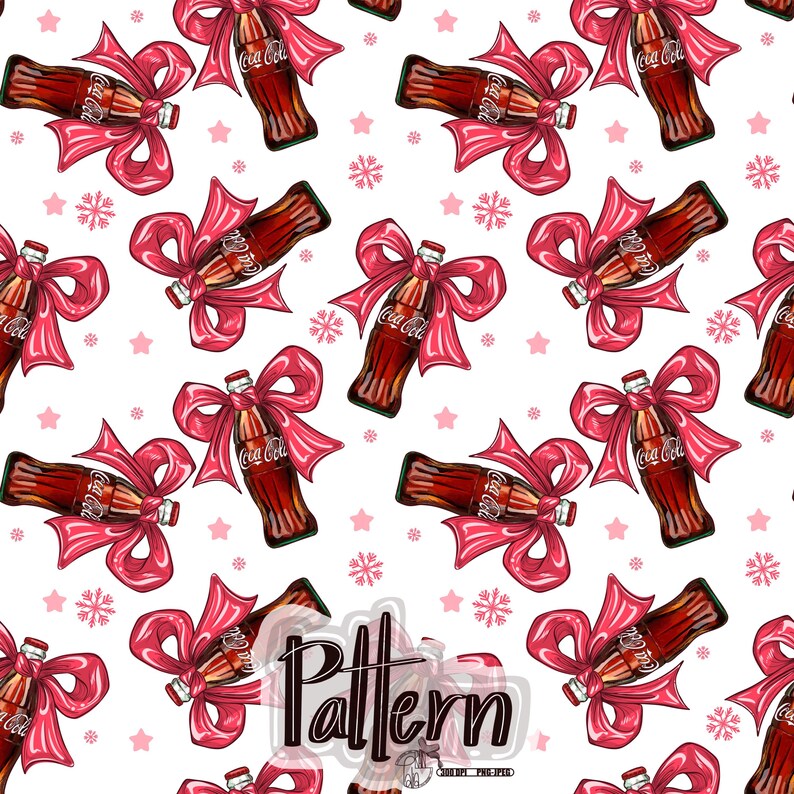 Festive Cola Bottle Seamless Pattern: Xmas Fabric Design (PNG & JPEG ...