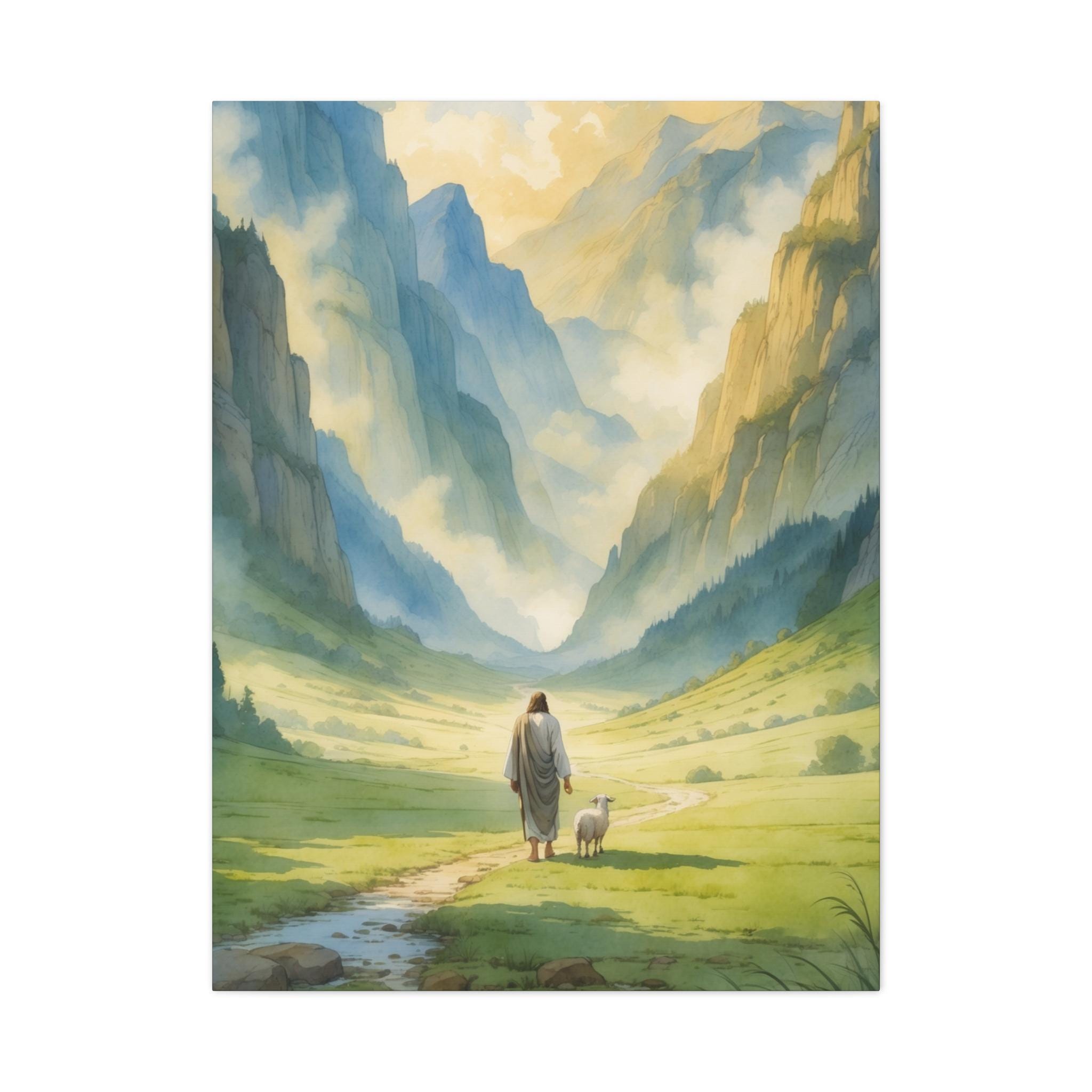 Jesus, the Good Shepherd Psalm 23 Painting - Watercolor Christian Wall ...