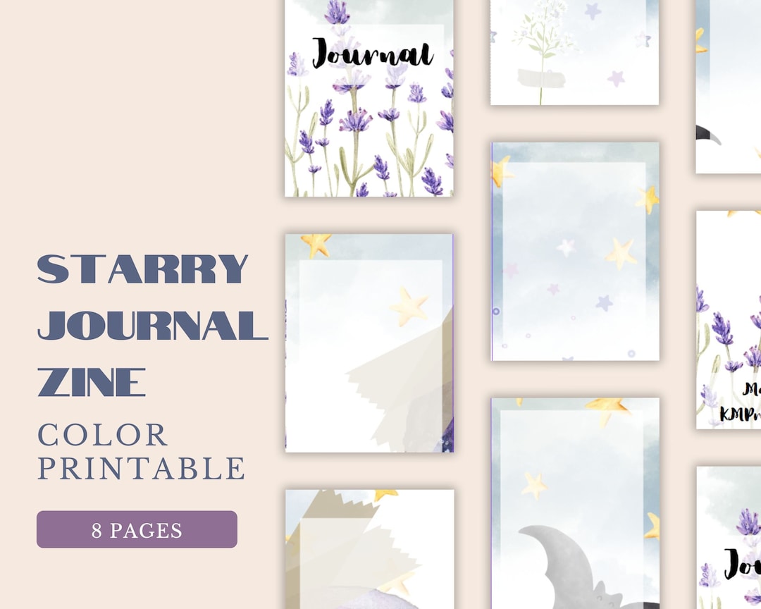 Printable Zine Journal Template, 8 Mini Pages in Starry Color Design to ...