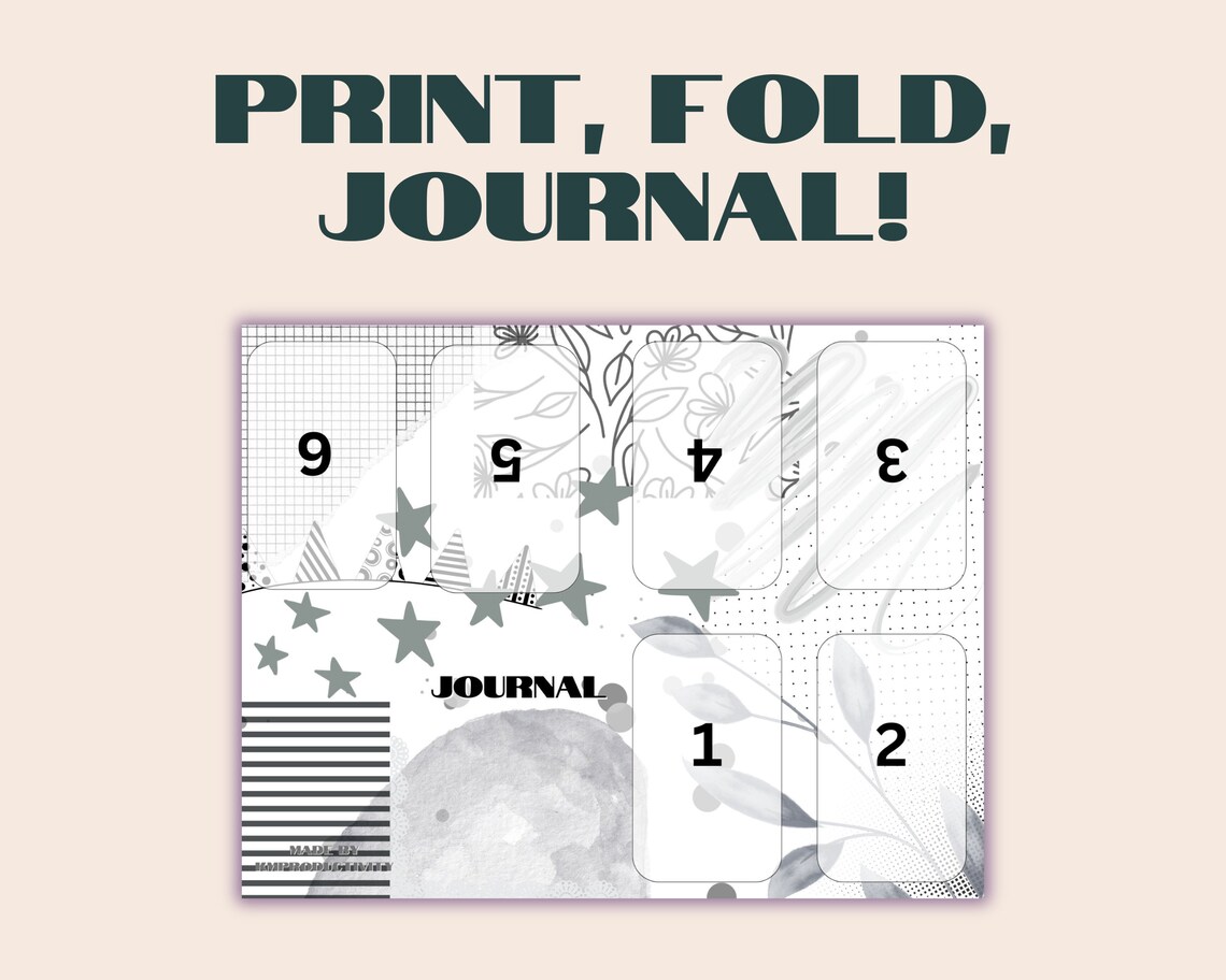Printable Zine Journal Template, 8 Mini Pages in Grayscale Design to ...