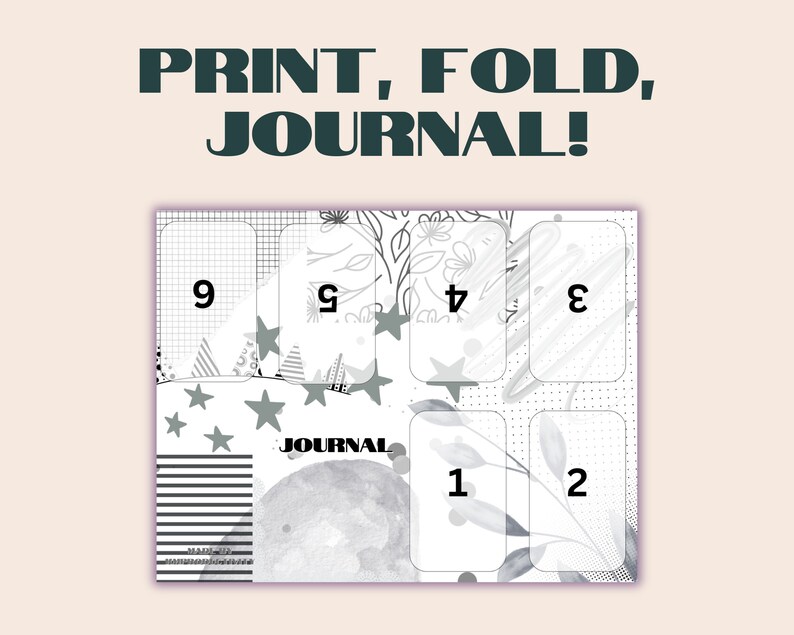 Printable Zine Journal Template, 8 Mini Pages in Grayscale Design to ...
