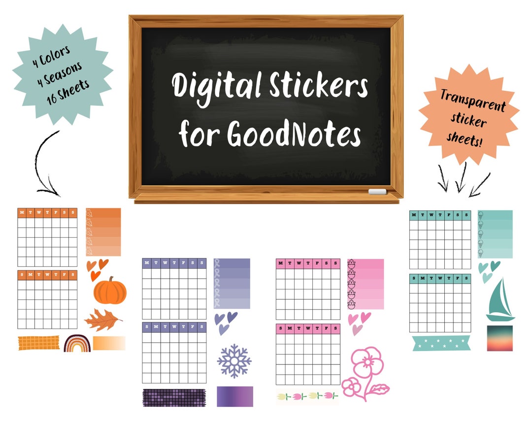 Digital Planning Sticker Sheets for Goodnotes | Seasonal Colors on 16 ...