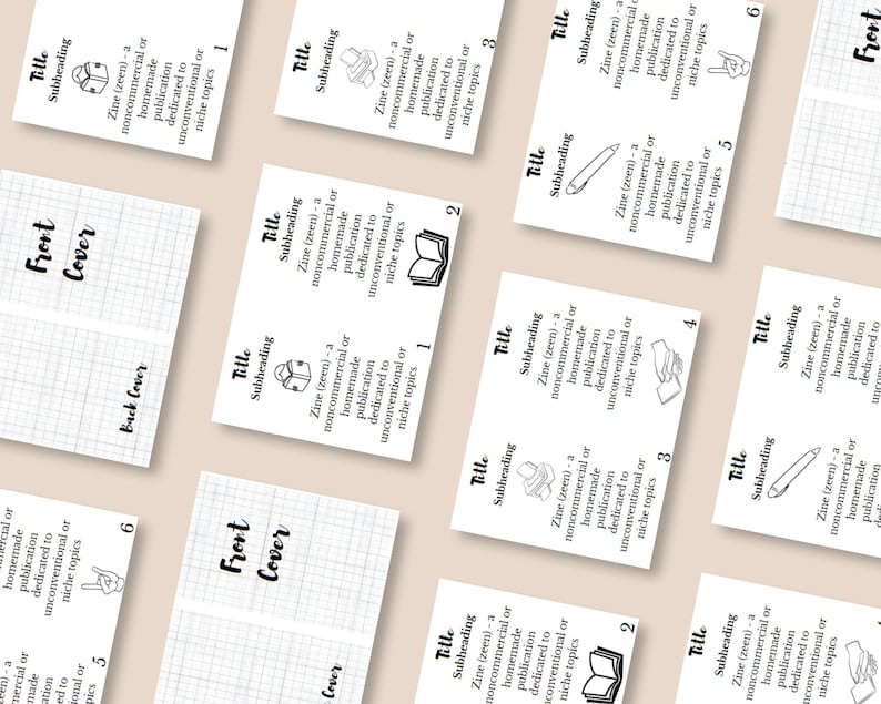 Mini Zine Canva Template, 8 Pages in Black and White to Edit, Print ...