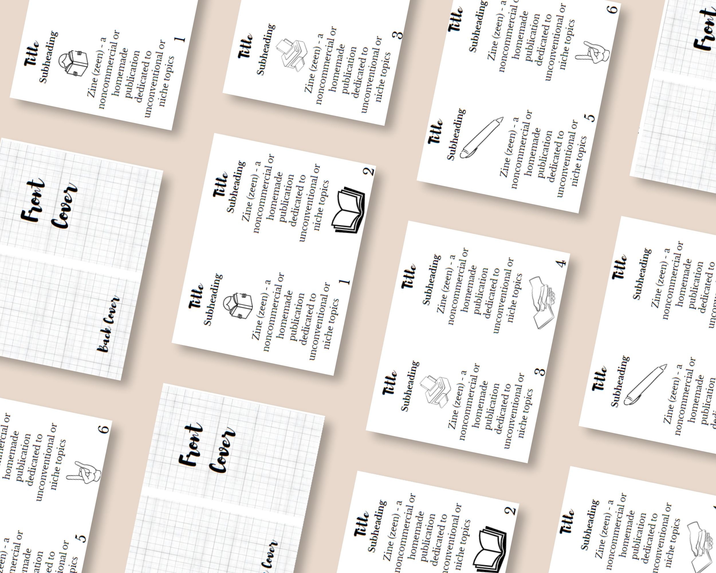 Mini Zine Canva Template, 8 Pages in Black and White to Edit, Print ...