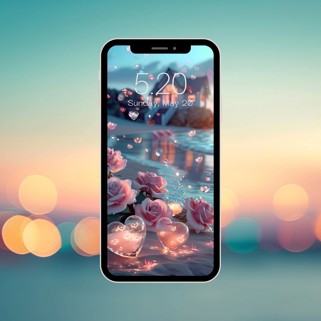 Aesthetic 3D Florals Phone Wallpaper Png, Boho Mobile Wallpaper, Phone ...