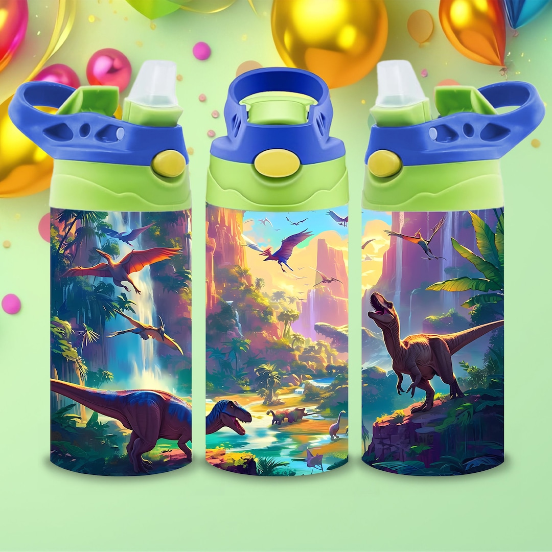 Dinosaurs Kid's Tumbler Wrap, 12oz Flip Top Sippy Cup Tumbler Wrap ...