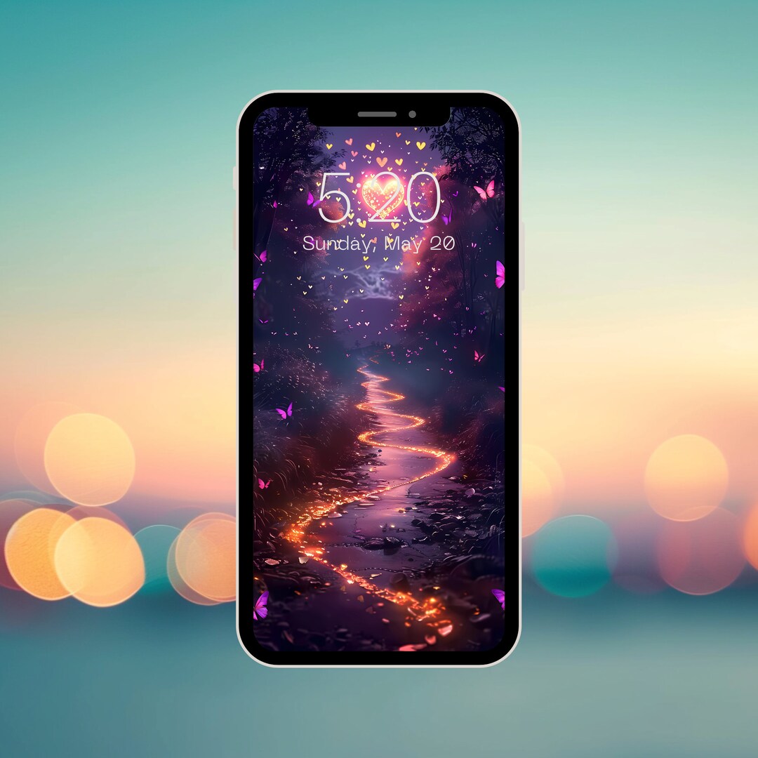 Aesthetic 3D Hearts Phone Wallpaper Png, Boho Mobile Wallpaper, Phone ...